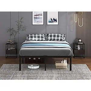 AROMUSTIME 16 Inch Standard Metal Platform Bed Frame / 3,000 lbs Heavy Duty Steel Slat Easy Assembly Mattress Foundation/No Noise/Box Spring Replacement, Cal King