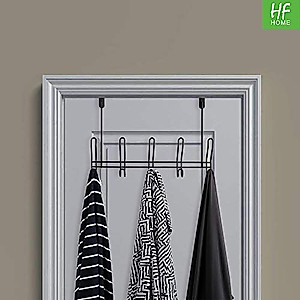 Over Door 10 Hooks Metal Storage Organizer Rack for Coats, Hoodies, Hats, Towels, Stylish Over Door Hanger for Home or Office Use, Heavy-Duty Iron Wire Black