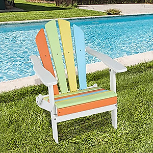 ABCPATIO Small Adirondack Chair Outdoor Small Patio Chair for Garden Porch Deck Backyard, Rainbow