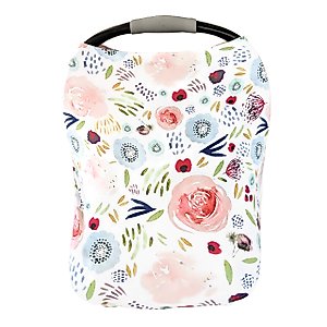 Pobi Baby Car Seat Covers and Nursing Cover - Soft and Stretchy Floral Pattern (Beauty)