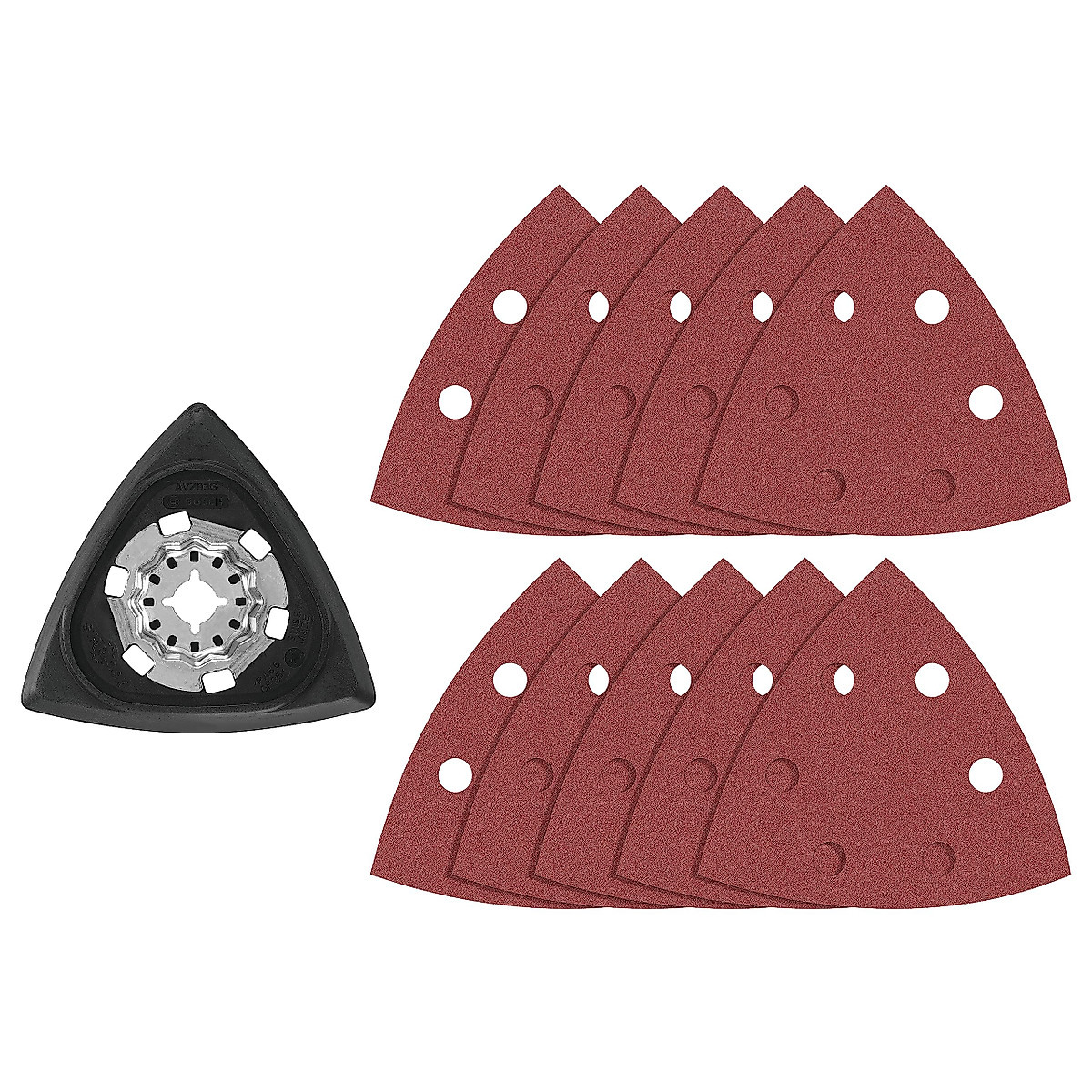 BOSCH OSL350SPDK 11-Piece 3-1/2 In. Starlock Oscillating Multi Tool 80 & 120 Grit Hook-and-Loop Delta Sanding Pad Assorted Kit for Multipurpose Sanding Applications in Plywood, Hardwoods, Softwoods