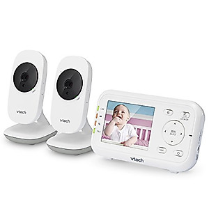 VTech VM3252-2 2.8” Digital Video Baby Monitor with 2 Cameras and Automatic Night Vision, White