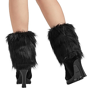 Nanxson Women Short Fur Leg Warmer Short Boot Sleeves TTW0071 (Black)
