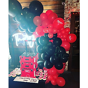 Bezente Red Black Balloons Garland Kit,100Pcs Black Red Balloons and Red Black Confetti Balloons Arch for Wedding Birthday Graduation BBQ Casino Party Prom Party Arch Decoration