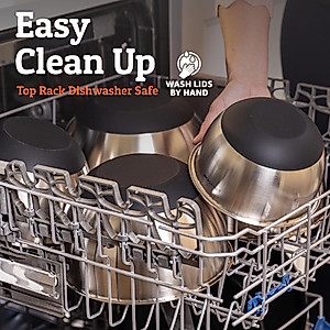 Priority Chef Premium Stainless Steel Mixing Bowls With Airtight Lids - Thick Metal Nesting Bowls for Kitchen, 1.5/2/3/4/5 Quart, Black