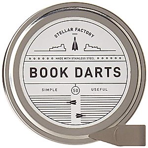 Book Darts: Thin Stainless Steel Mini Bookmarks - 50 Count