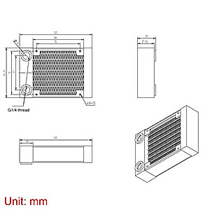 CLYXGS Water Cooling Radiator, 12 Pipe G1/4 Thread Heat Row Radiator 8 Pipe Aluminum Heat Exchanger Radiator for PC CPU Computer Water Cool System 80mm Black