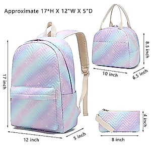 EZYCOK Teen Girls School Backpack Kids Bookbag Set with Lunch Box Pencil Case Travel Laptop Backpack Casual Daypack, Pink