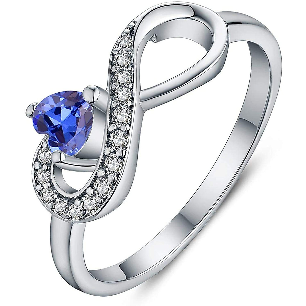 Promise Ring for Her Heart Birthstone Mother Daughter Love Jewelry With Birthstones Infinity Rings Women Best Friends Mothers Day Gifts 1 Stone Personalized Engraved Custom Name Sterling Silver