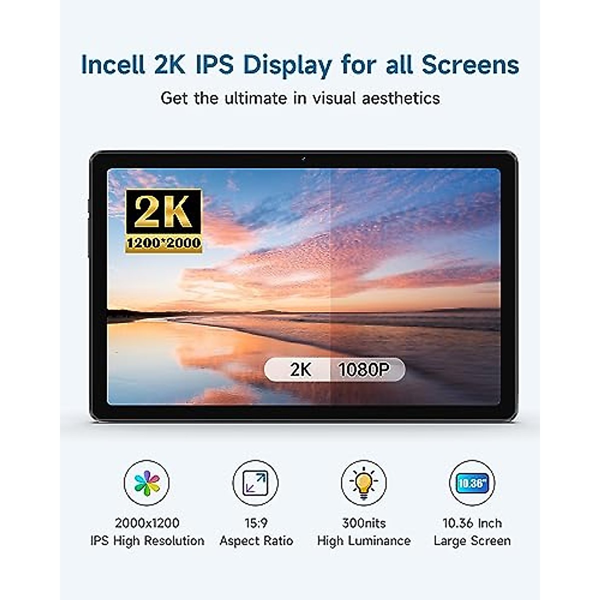 ALLDOCUBE 2K Android Tablet FHD 10.36 Inch Tablet PC 8GB RAM 256GB ROM and 2TB Expand Octa Core Helio G99 Processor Gaming Tablets Bluetooth 5.2 iPlay 50 Pro Max