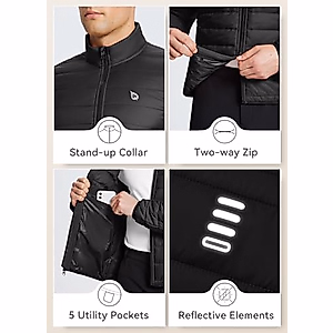 baleaf Men's Puffer Jacket Packable Winter Coats Lightweight Water Resistant Quilted Warm Windproof Black XL