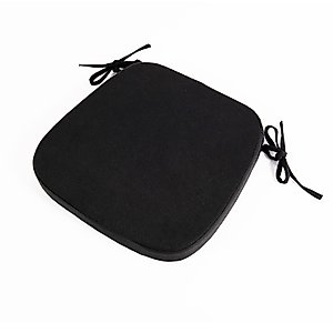 Eiury Kitchen Chair Cushions with Ties - High Density Sponge Seat Cushion and Dining Room Chair Pad 17 X 16.5 Inches Non Slip Rubber Back Seat Cover Machine Washable Black