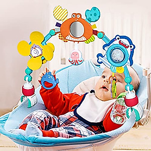 Eners Baby Play Arch Crib Toys, Activity Arch Toy, Crib Mobile for Pack and Play, Mobile for Bassinet, Crib Toys for Babies Boys Girls (Blue)