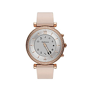 Fossil Carlie Gen 6 Hybrid 38mm Stainless Steel and Silicone Smart Watch,Fitness Tracker Color: Rose Gold, Taupe (Model: FTW7077)