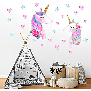 Unicorn Wall Decal, Unicorn Stickers Children's Room Princess Decoration Wall Kids Room Wall Decor Pink Wall Decals Unicorn Bedroom Decor for Girls