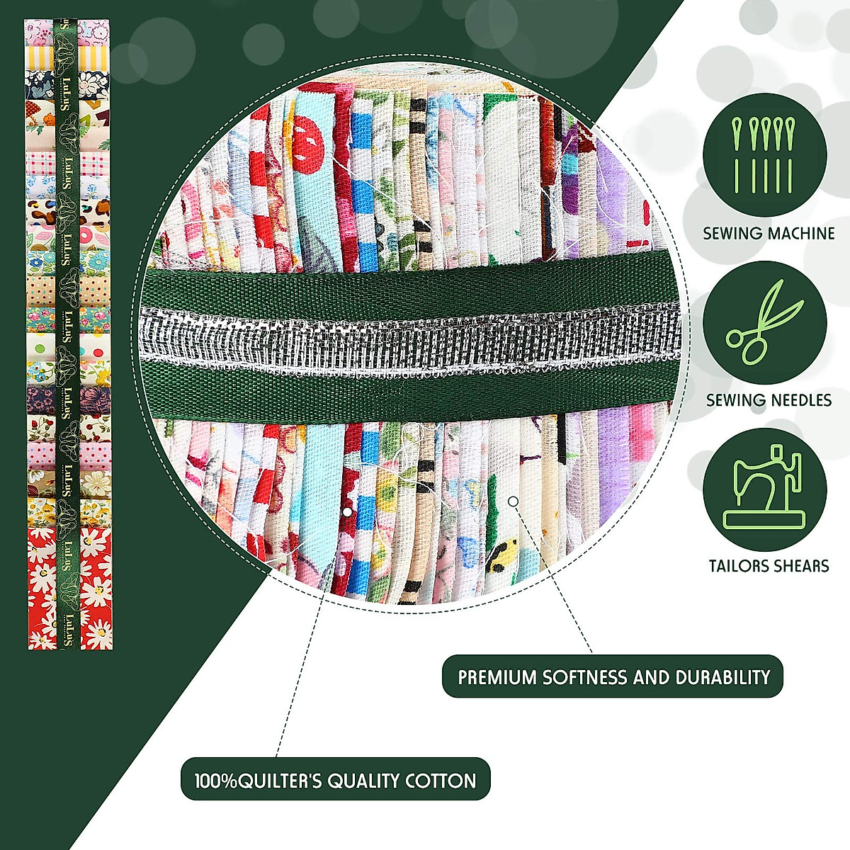 100 Pieces Cotton Fabric Roll 2.6 Inch Roll up Cotton Fabric Quilting Strips Floral Printed Cotton Craft Fabric Bundle Flower Precut Patchwork Cotton Square with Assorted Patterns for DIY Crafts