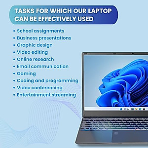 thunderb 15.6" Laptop Windows 11 Pro for Gaming, Business, School w/Intel i5 4.20GHz, 8GB RAM, 512GB SSD, Multicolor Backlit Keyboard, Fingerprint, HD Camera, Bluetooth, HDMI, USB 3.0, Metal Design