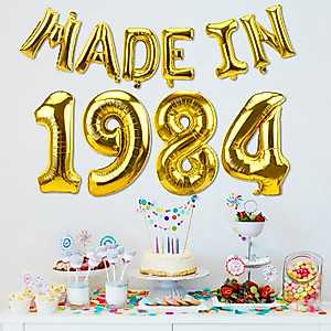 Zirtorei 40th Birthday Balloon Banner Decorations for Men Women, Gold Made in 1984 Balloon Happy 40 Birthday Sign Party Supplies, Forty Year Old Birthday Photo Props Background Decor