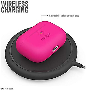 Slim Case for AirPods Pro by Catalyst - Skin for Apple AirPods Pro Charging Case, Interchangeable Colors, Protective Cover Soft Skin, Compatible Wireless Charging - Neon Pink