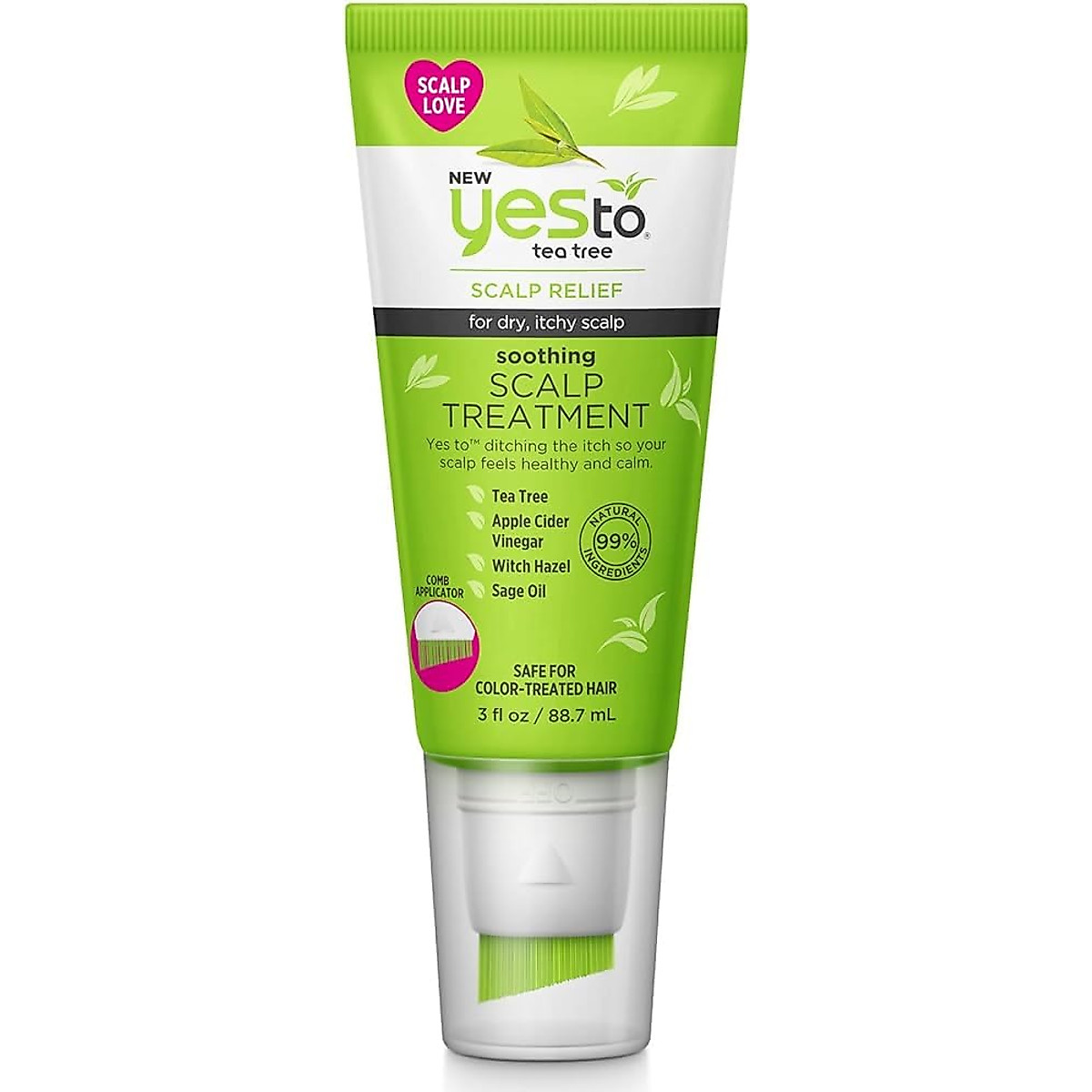 Yes To Tea Tree Scalp Treatment, Soothing Formula To Remove Build Up, Leaving Scalp Cleansed & Calm, With Tea Tree, Witch Hazel, Apple Cider Vinegar & Sage Oil, Natural, Vegan & Cruelty Free, 3 Fl Oz
