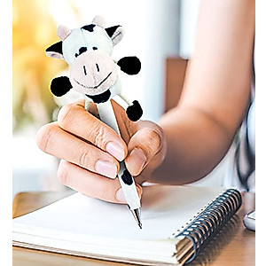 DolliBu White Cow Plush Pen - Cute & Soft Farm Life Stuffed Animal Ballpoint Novelty Pen Toy, Writing Pen Instrument For Cool Stationery School & Office Desk Decor Accessories for Kids & Adults