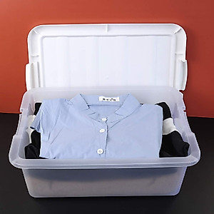 Jandson 14 Quart Clear Frosted Bin, Plastic Latching Box/Container with White Lid, Pack of 2, F