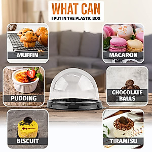 Plastic Containers with Lids Black Cupcake Boxes - 50Pcs Clear Cupcake Stand - Mini Cupcake Container Disposable - Individual Cupcake Container Mooncake Boxes for Christmas Gift 2.8 X 1.8 IN (Dia X H)