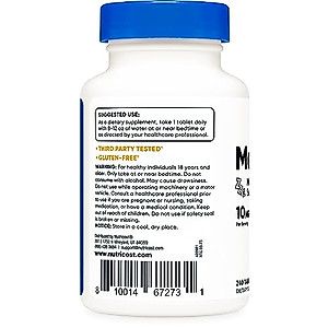 Nutricost Melatonin 10mg, 240 Tablets - 10mg Per Serving, Non-GMO, Gluten Free