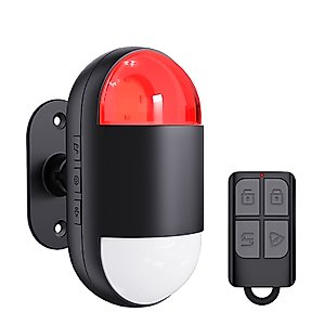 Motion Sensor Alarm Indoor: Wireless Motion Detector Alarm with Siren & Strobe (125dB, 328ft Remote Control, Battery Operated), Portable Door Chime Bell Alert Burglar for Shop Home Garage Shed Car