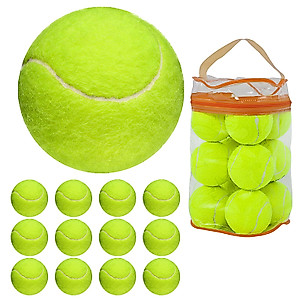 GKK Tennis Balls, 12 Pack Durable Pressurized Yellow Felt, High Bounce Practice Balls for Training, Beginners, Dogs, Ideal Gift