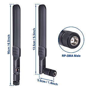 Bingfu Dual Band WiFi 2.4GHz 5GHz 5.8GHz 8dBi MIMO RP-SMA Male Antenna (4-Pack) for WiFi Router Wireless Network Card USB Adapter Security IP Camera Video Surveillance Monitor