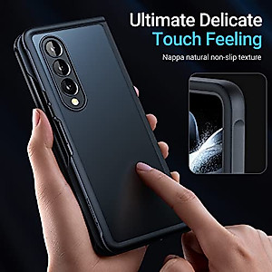 TORRAS Shockproof Galaxy Z Fold 4 Case, Military Grade, S Pen Slot, Translucent Matte, Slim Protective, 5G, Black
