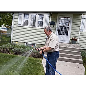 YOTOO Heavy Duty Hybrid Garden Water Hose 5/8-Inch by 50-Feet 150 PSI Kink Resistant, Flexible with Swivel Grip Handle and 3/4" GHT Solid Brass Fittings, Blue