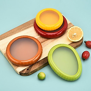 EDUFUNBO Set of 4 Reusable Storage Containers for Fridge, Avocado Saver and Tomato Holder, Ideal for Garlic, Onions, Lemons, Potatoes