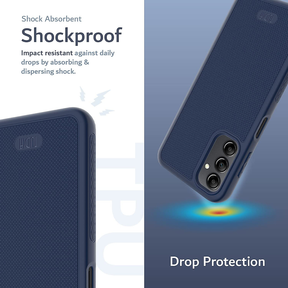 TUDIA LinnGrip Compatible with Samsung Galaxy A14 4G / 5G Case, [Enhanced Grip] Ultra Slim Matte TPU Shockproof Anti-Slip Protective Phone Case Cover (Indigo Blue)