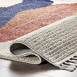 nuLOOM Ashton Shaggy Contemporary Abstract Tassel Area Rug, 4' x 6', Beige