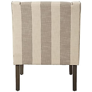 HomePop Velvet Swoop Arm Accent Chair, Grey Awning Stripe