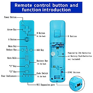 LACTIVX Wii Controller, Wii Remote Controller and Nunchuck 2 Pack Compatible with Silicon Case for Wii Wii U (Red and Deep Blue)