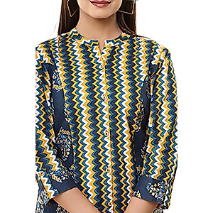 Vihaan IMPEX Zigzag Printed Tunic Casual Kurti Top for Women Shirt for Ladies Multicolor
