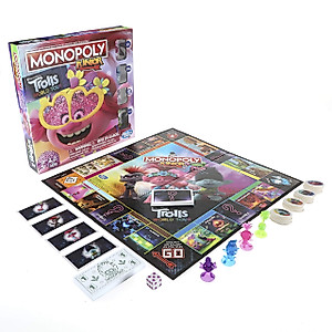 Monopoly Junior: DreamWorks Trolls World Tour Edition Board Game for Kids Ages 5 and Up