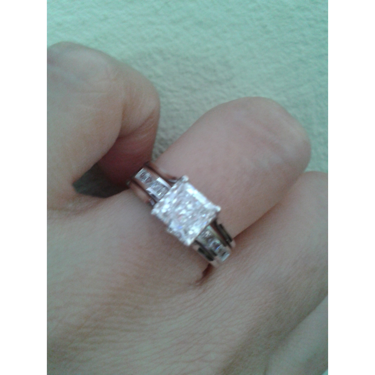 Size 7 - Solid 925 Sterling Silver Bridal Set Princess Cut Solitaire Engagement Ring with Matching Channel Set Wedding Band CZ Cubic Zirconia 2.0ct. With Elegant Velvet Ring Box