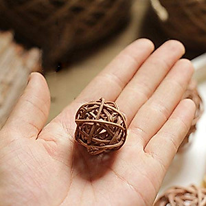 Set of 9 Mixed 3cm 5cm 7cm White Beige and Coffee Small Decorative Wicker Rattan Balls Natural Sphere Orbs for Vase Bowl Filler Christmas Tree Ornaments Wedding Centerpieces Home Patio Garden Hanging