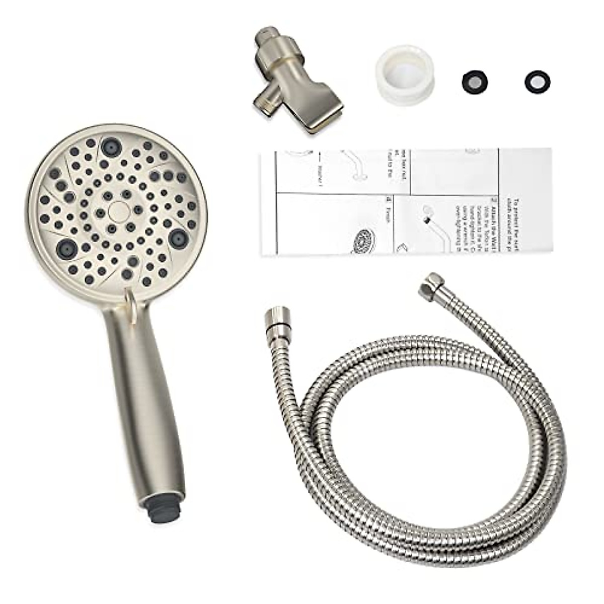 Vantency Brushed Nickel 8 Function Handheld Shower Head with 71 Inches Shower Hose, Modern Style, Easy Installation
