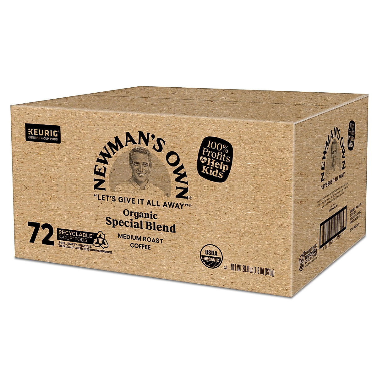 Newman's Own Organics Special Blend, Single-Serve Keurig K-Cup Pods, Medium Roast Coffee, 12 Count (Pack of 6) (5000053615)