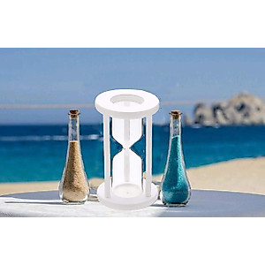 Empty Hourglass Sand Timer Set:White Wood Frame Sand Watch, Sand Clock, Reloj De Arena, Large Hour Glass Sandglass DIY Fillable Unity Sand Ceremony Kit for Wedding Home, Desk, Office Decorative¡­