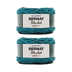 Bernat Blanket Ombre Ocean Teal Ombre Yarn - 2 Pack of 300g/10.5oz - Polyester - 6 Super Bulky - 220 Yards - Knitting/Crochet