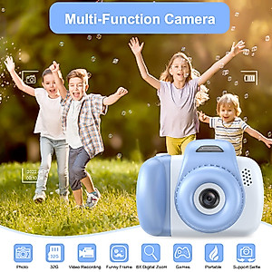Goopow Mini Kids Camera Toys for 3 4 5 6 7 8 Year Old Girls Boys, Toddler Children Digital Video Camcorder Camera, Best Chritmas Birthday Festival Gift for Kids - 32G SD Card Included NK-Lightblue