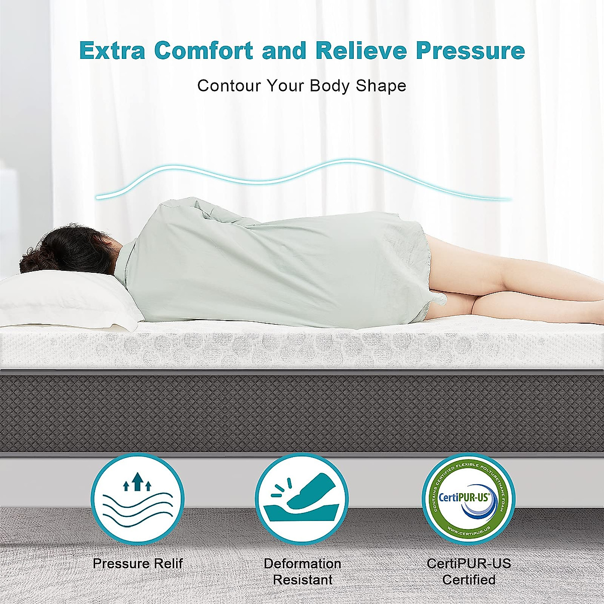 iHomy 3 Inch Memory Foam Mattress Topper Cooling Gel Infused Queen Mattress Toppers with Removable Breathable Cover 2-Layer Design (Queen, 3 Inch (Upgrade 2 in 1))