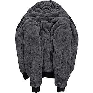 ZITY Men's Zip Up Hoodie Heavyweight Winter Sweatshirt Fleece Sherpa Lined Warm Jacket Black Large
