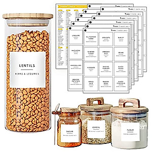 VUDECO Kitchen Labels White Kitchen Pantry Labels Minimalist Pantry Labels Preprinted Waterproof Pantry Labels for Containers Labels for Spice Jars Glass Bins Food Organization Labels Stickers